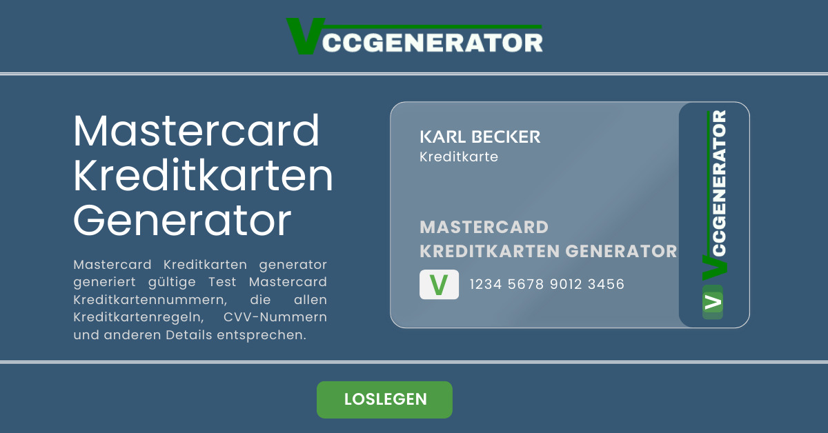 Mastercard Kreditkarten Generator - VCCGenerator