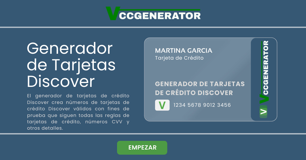 Generador de Tarjetas de Crédito Discover - VCCGenerator