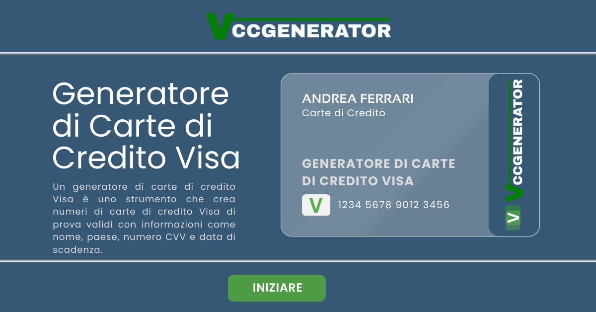Generatore di Carte di Credito Visa - VCCGenerator